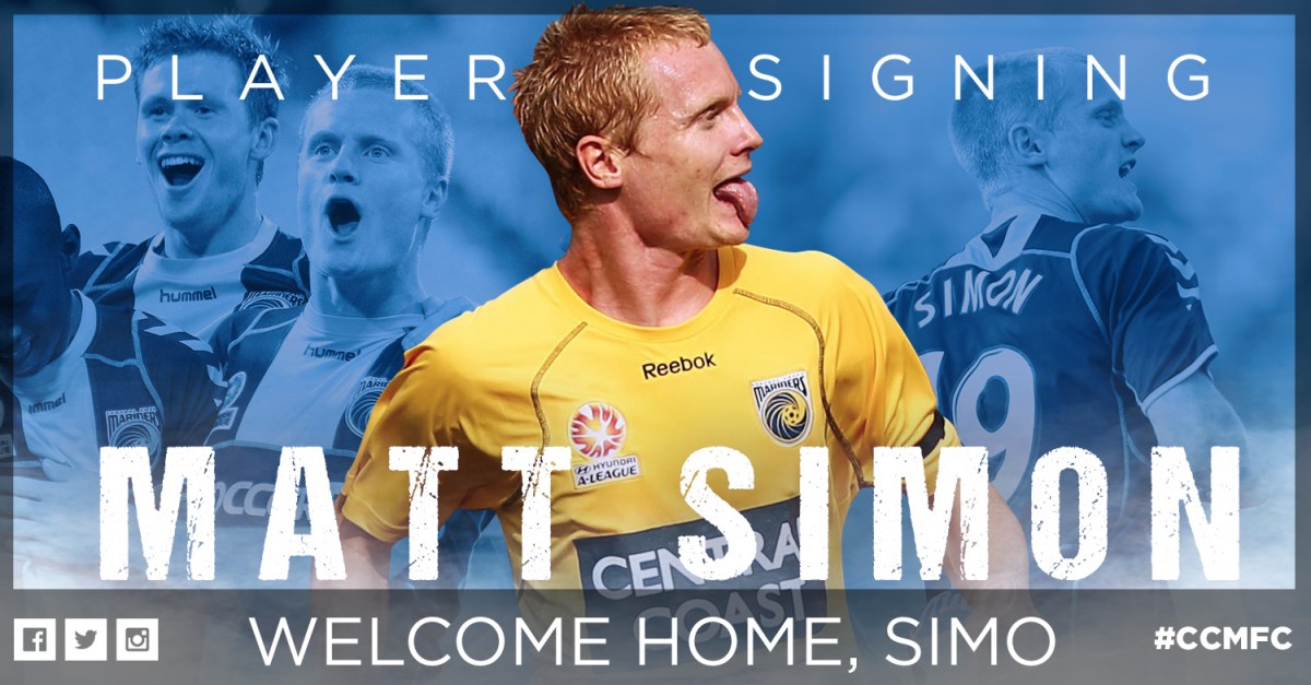 Matt Simon makes Mariners return - Central Coast Mariners